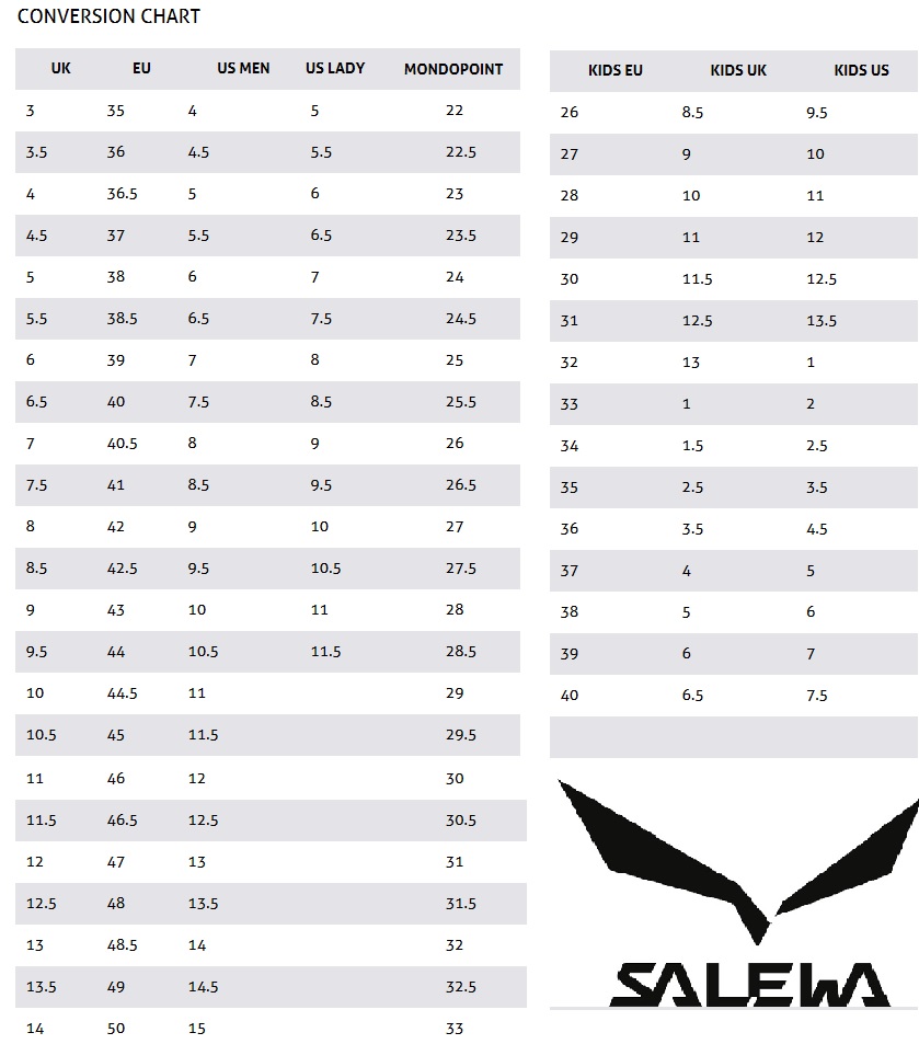 Salewa Sizing Guide Sale Online | www.emergencydentistry.com